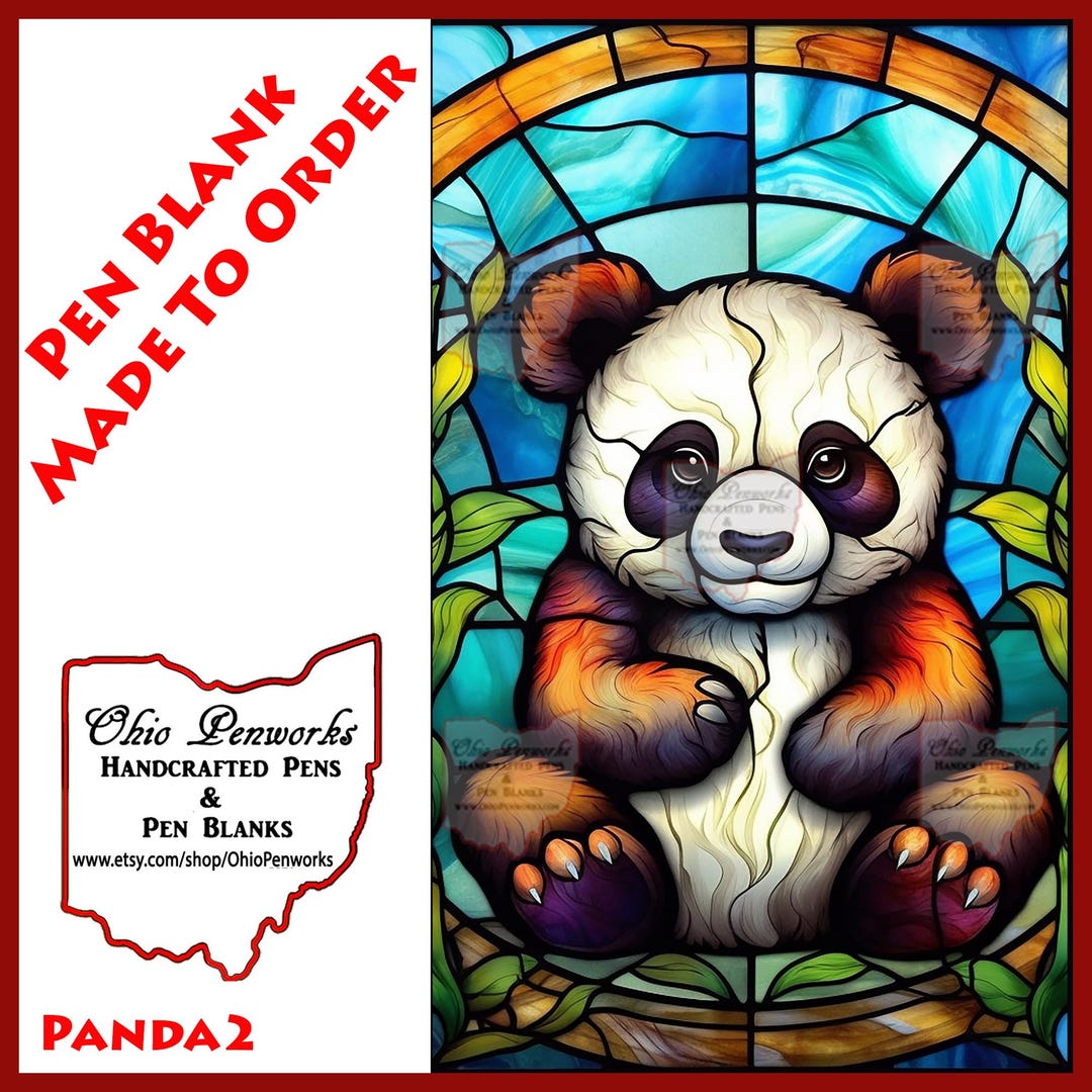Handcrafted Alumilite Panda Bear Pen Blank - Cute and Colorful Stained ...