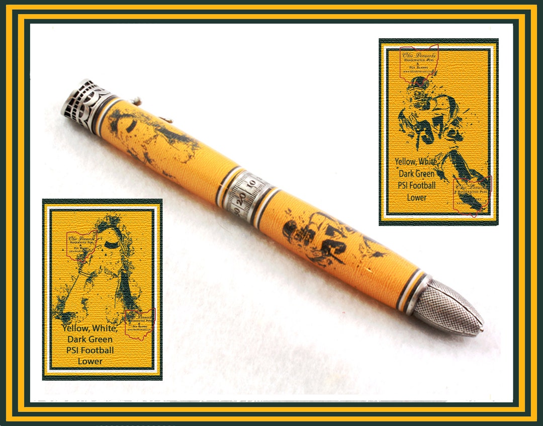 Football Ballpoint Pen, Yellow & Dark Green | Gift for Football Player ...