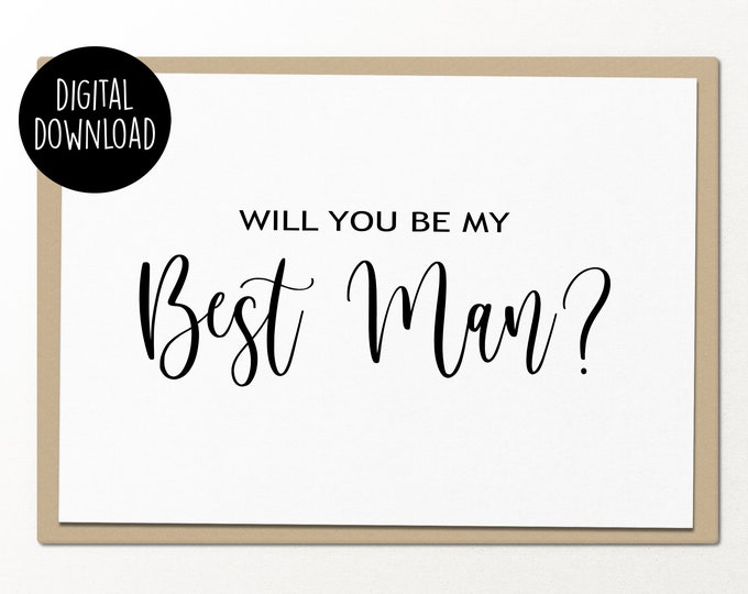 Will You Be My Best Man Printable Wedding Card Digital Download Card ...