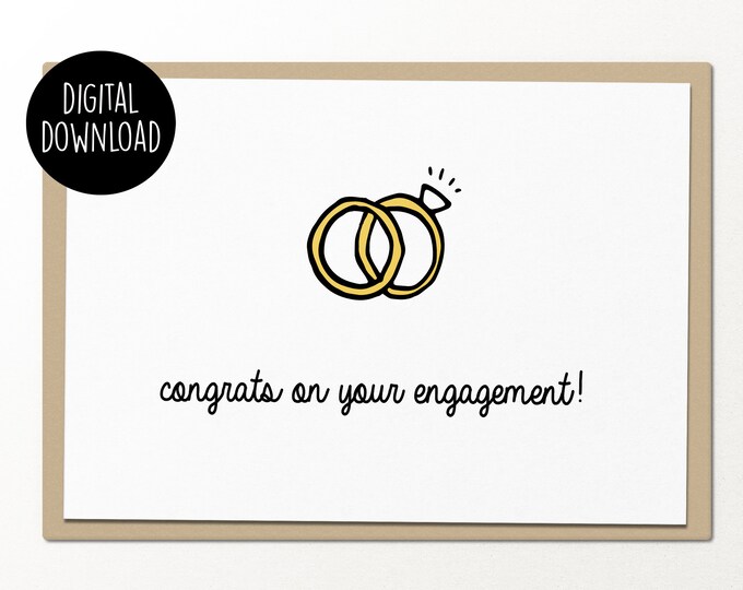 Congrats on Your Engagement Printable Engagement Card Digital Download ...