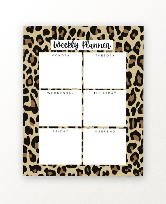 Weekly Planner Printable // Leopard Weekly Planner | Etsy