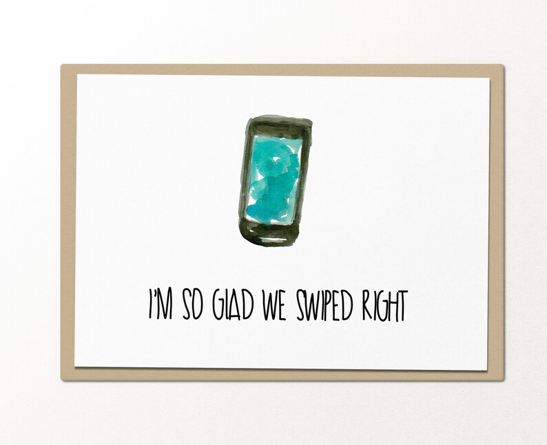 I'm so Glad We Swiped Right Greeting Card // Funny | Etsy