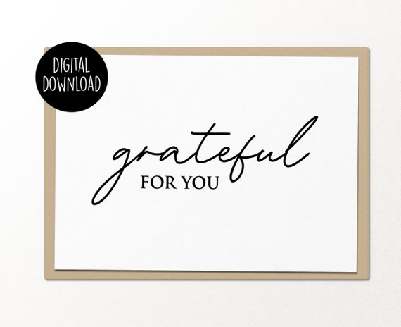 Grateful for You Greeting Card Printable Digital Download Card | Etsy