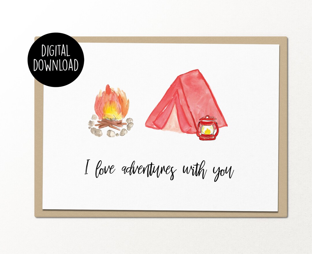 I Love Adventures With You Printable Card Digital Download - Etsy