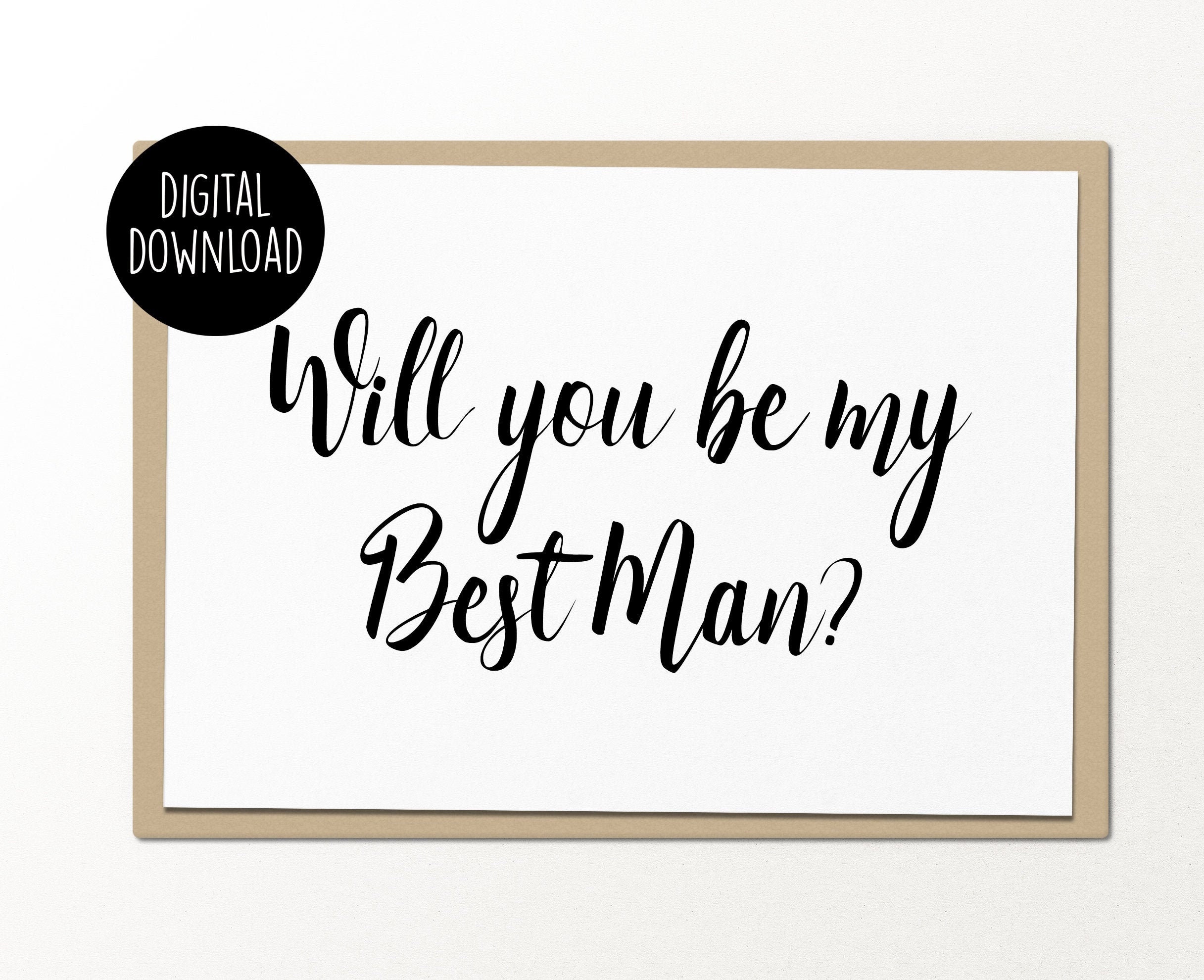 Paper will you be my best man card printable wedding card digital ...