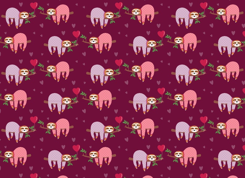 Sloth Wrapping Paper, Sloth Gift Wrap, Valentines, Animal Wrapping ...