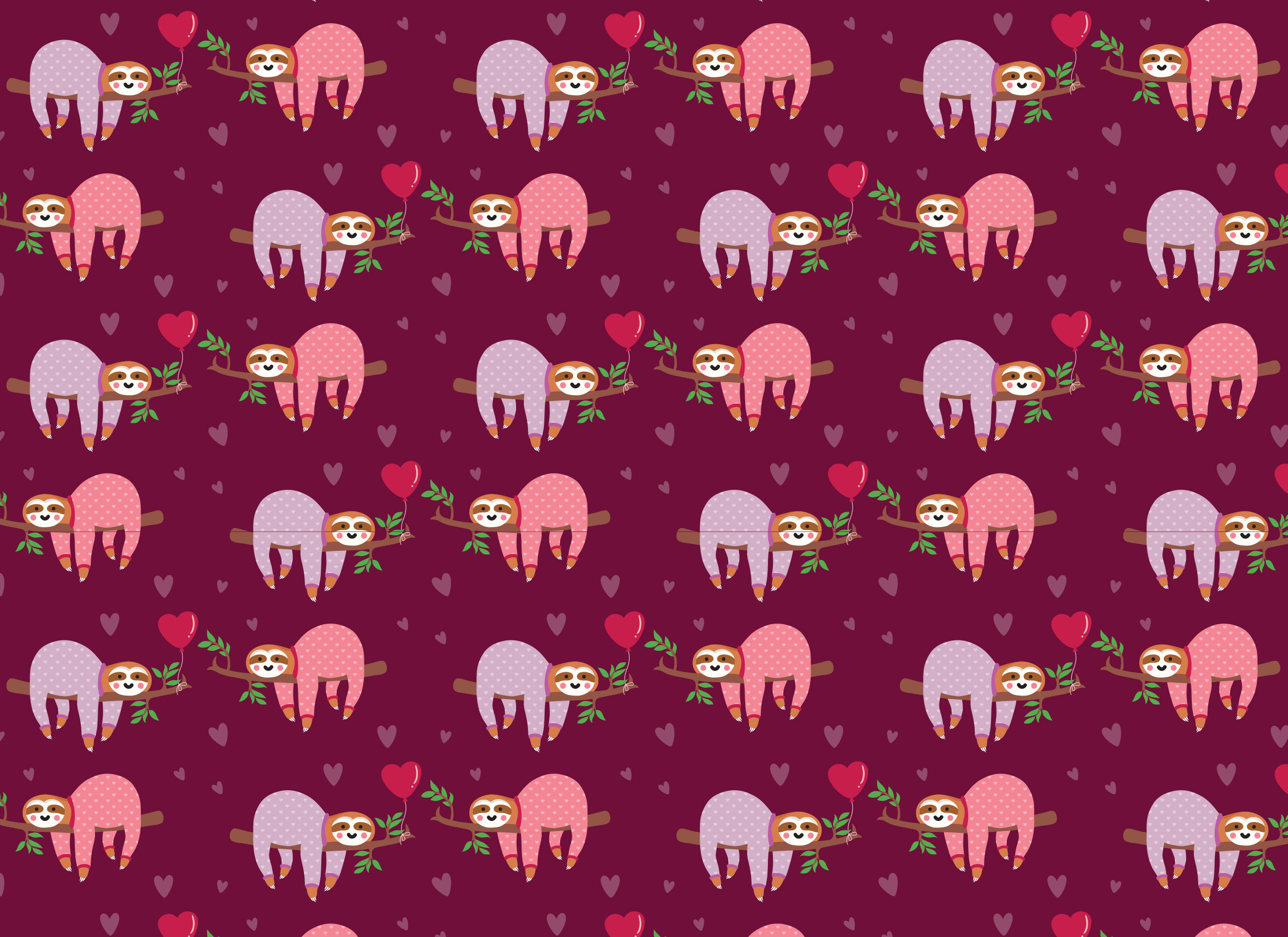 Sloth Wrapping Paper, Sloth Gift Wrap, Valentines, Animal Wrapping ...