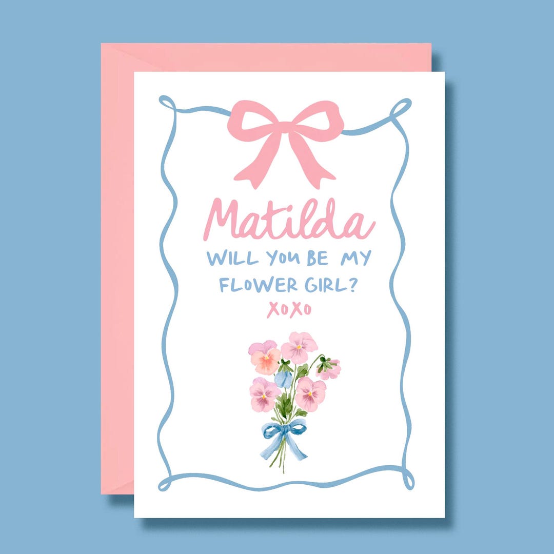 Personalized Flower Girl Proposal Card: Whimsical Hand-drawn A6 Card - Etsy