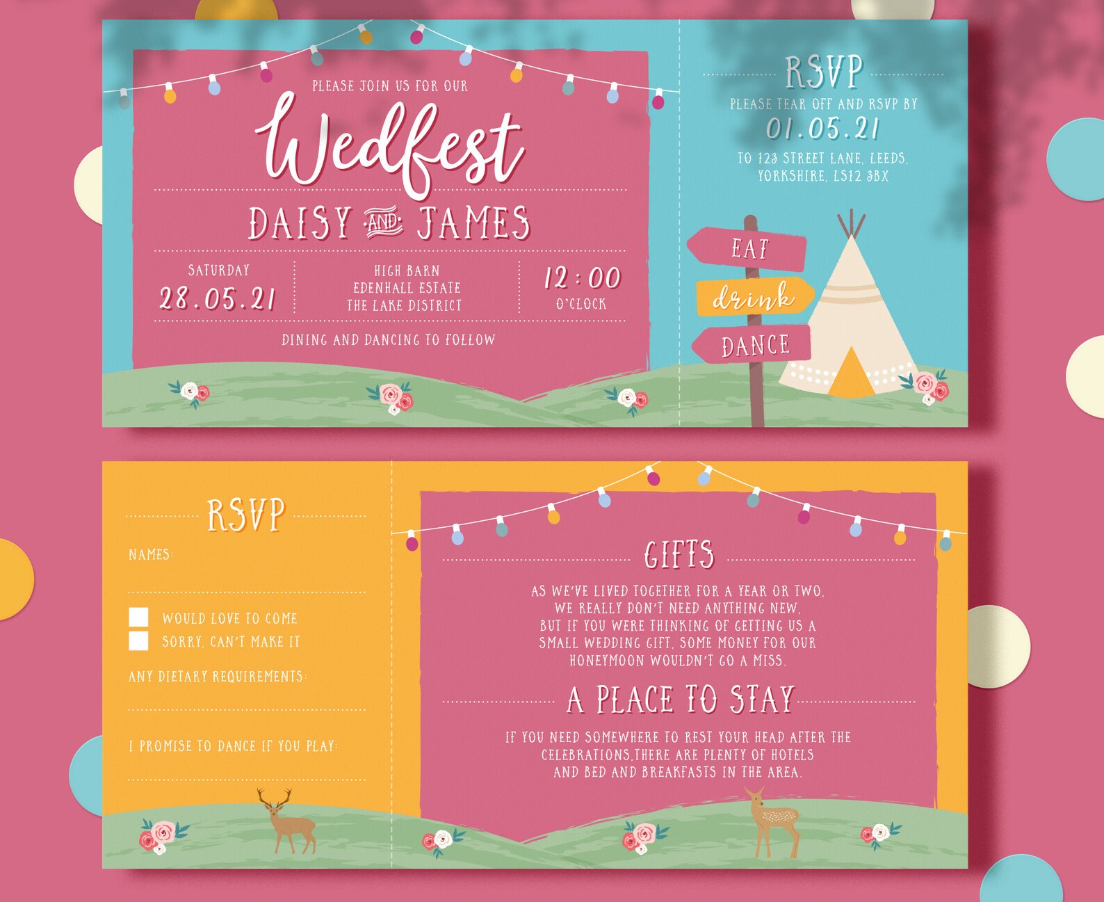Wedfest Invitation Festival Wedding Invitation Tipi Wedding - Etsy UK