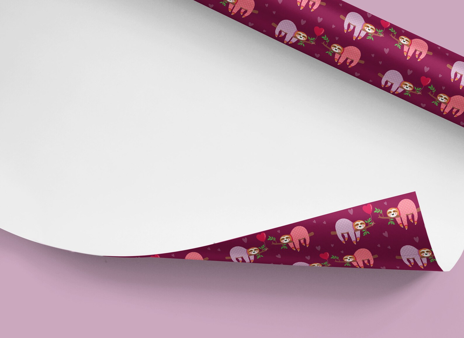 Sloth Wrapping Paper, Sloth Gift Wrap, Valentines, Animal Wrapping ...