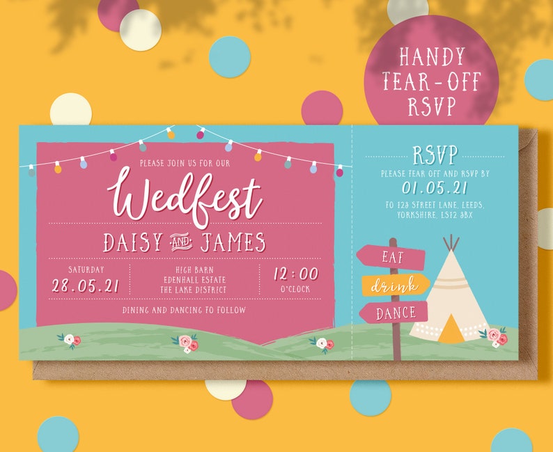 Wedfest Invitation Festival Wedding Invitation Tipi Wedding - Etsy UK