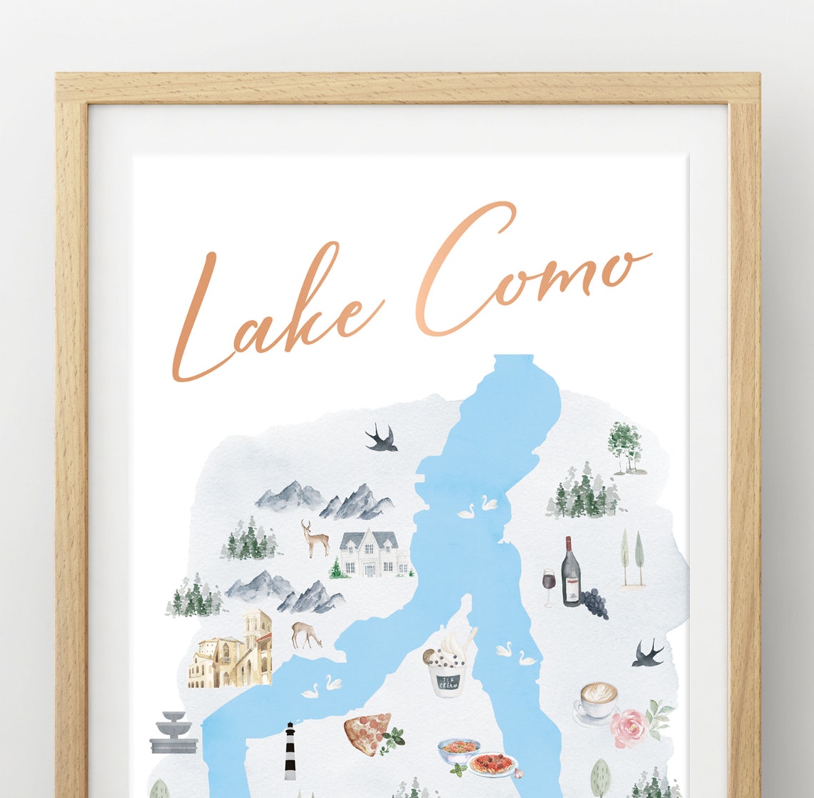 Lake Como Wall Art Lake Como Print Lake Como Illustration - Etsy