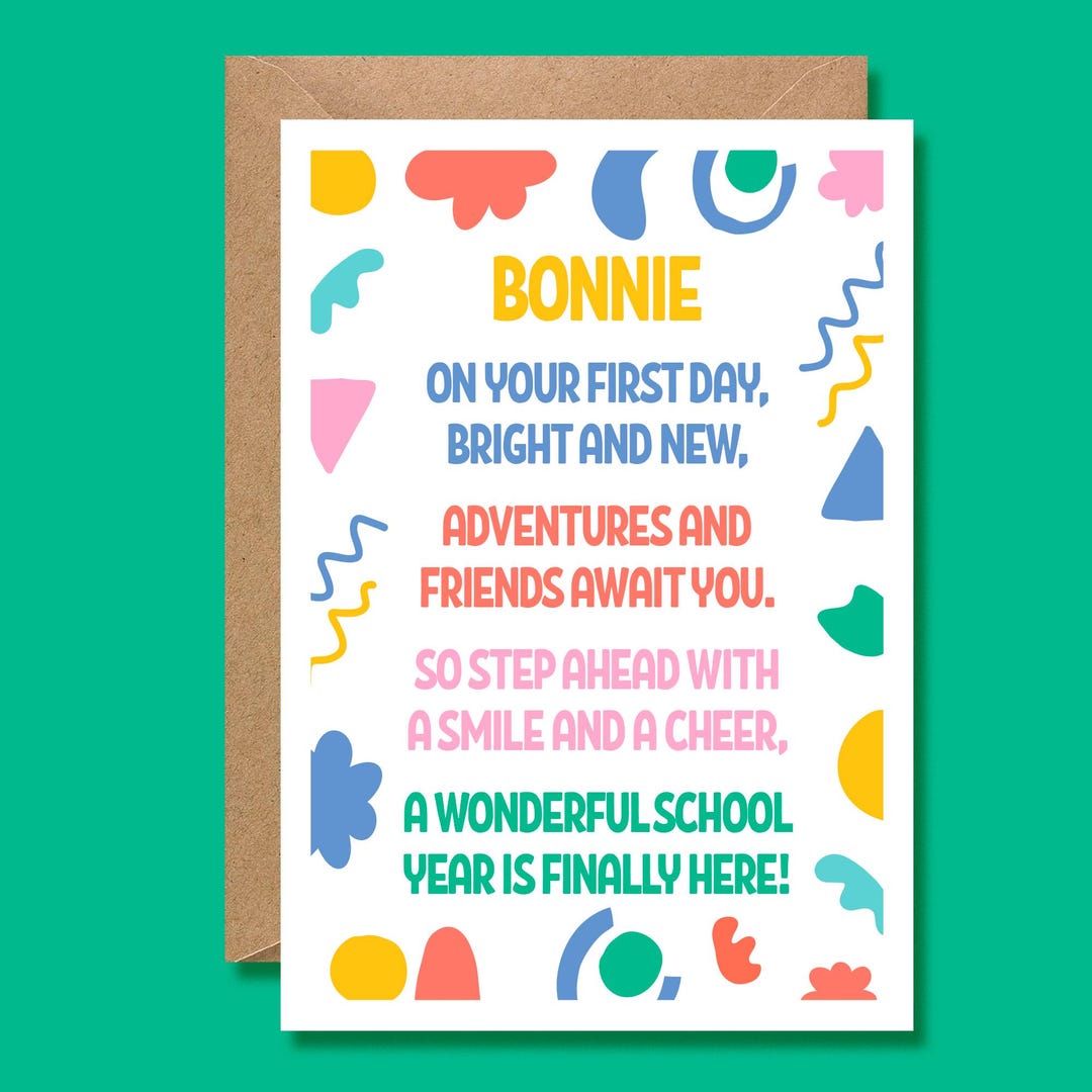 Personalised Name First Day of School Card, Primary School, Back to ...