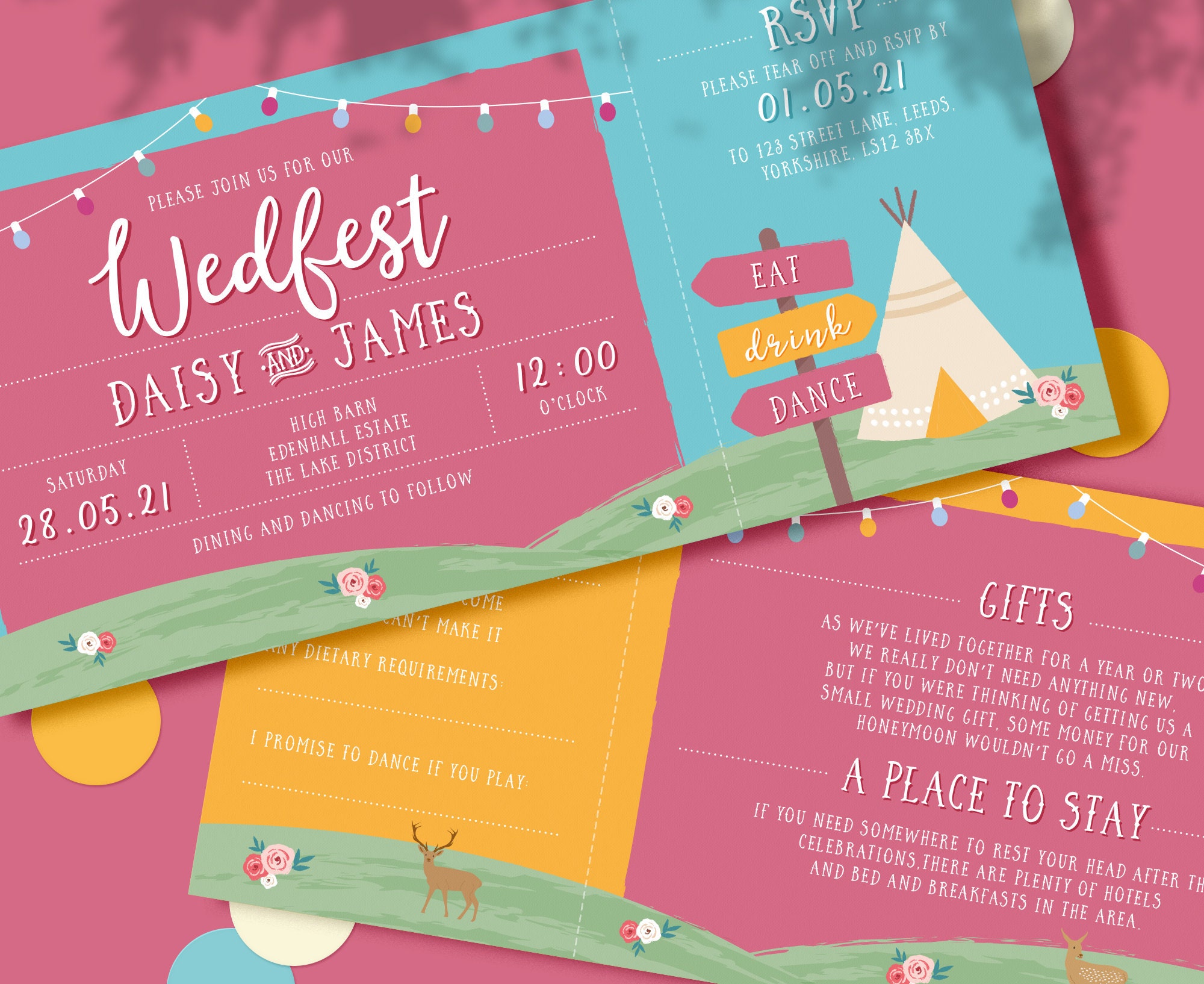 Wedfest Invitation Festival Wedding Invitation Tipi Wedding - Etsy UK