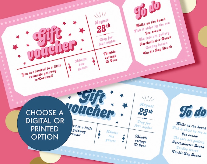 Personalised Gift Voucher, Weekend Away Ticket, Gift Voucher Template ...