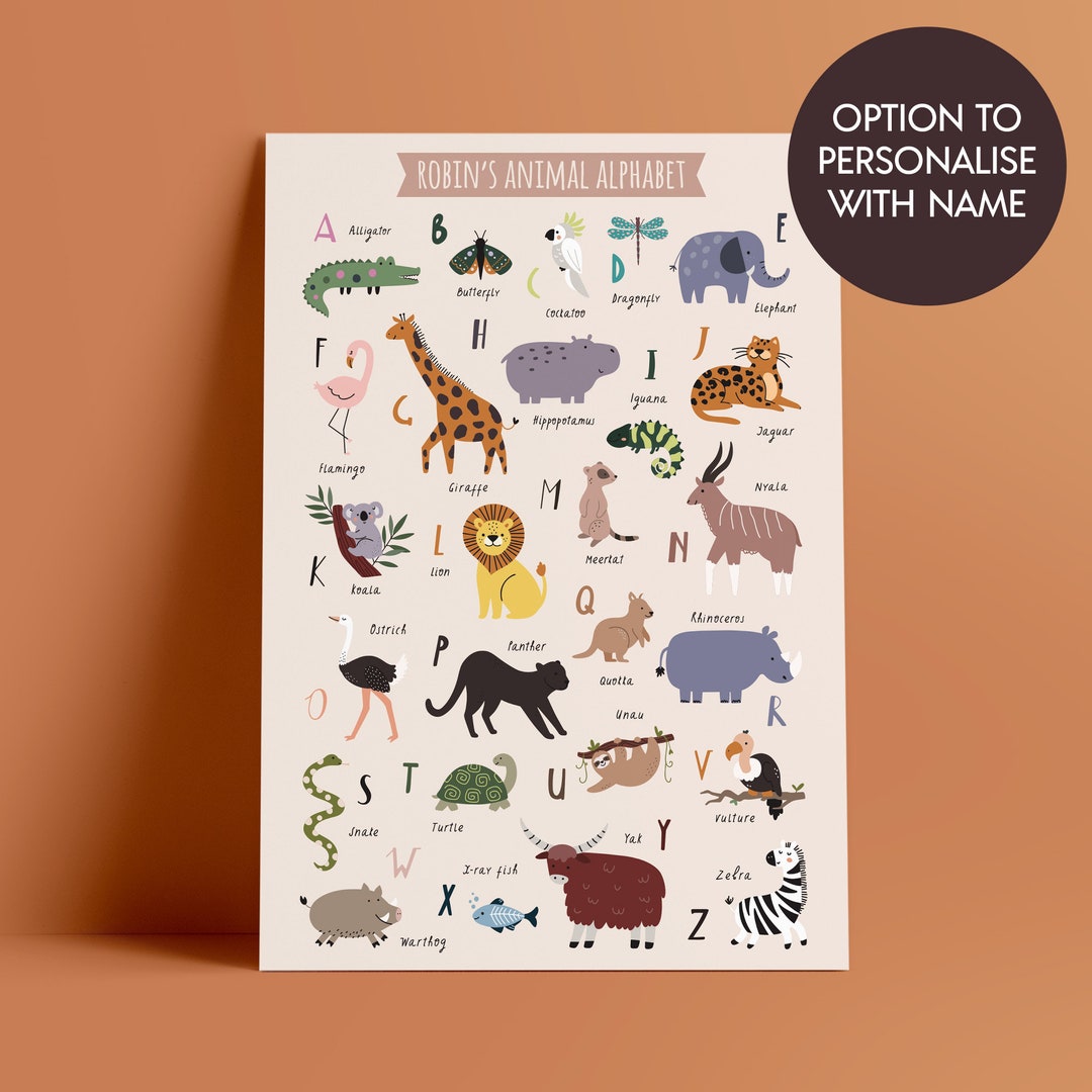 Animal Alphabet Art Print, Safari, Alphabet Poster, Nursery Print, Wall ...
