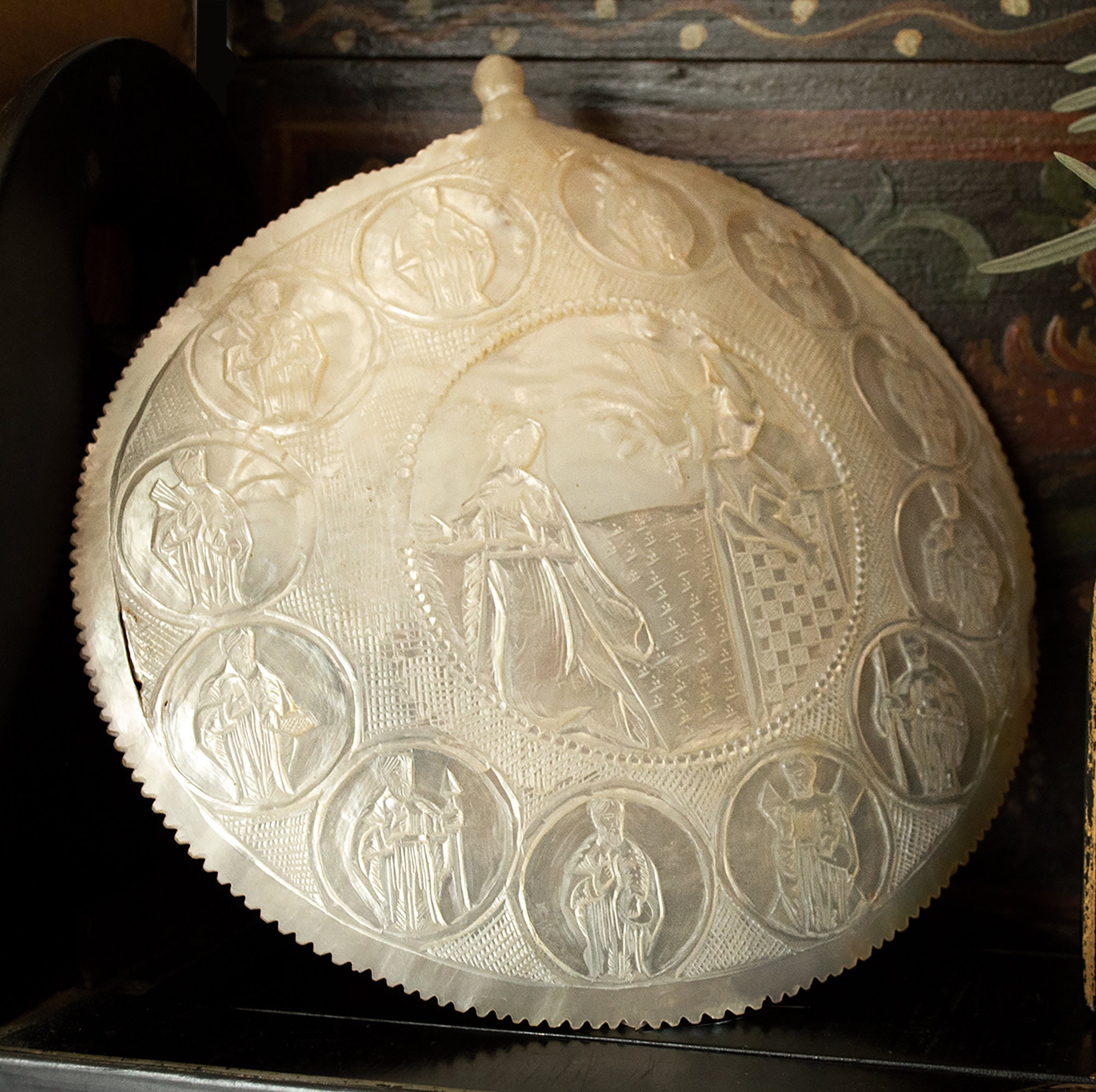 Victorian Christmas Antique MOP Hand-carved Shell Plaque - Etsy