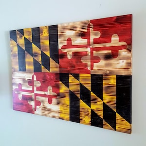 Handcrafted Charred Maryland Flag - Rustic Wall Art for True ...