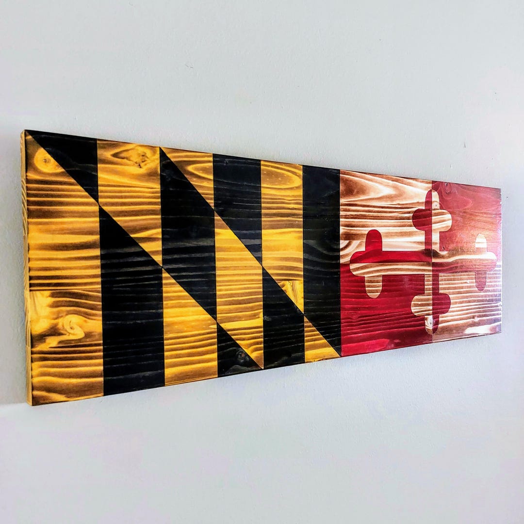 Rustic Charred Maryland Flag - Unique Wooden State Flag Wall Art for ...