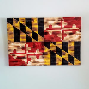 Handcrafted Charred Maryland Flag - Rustic Wall Art for True ...