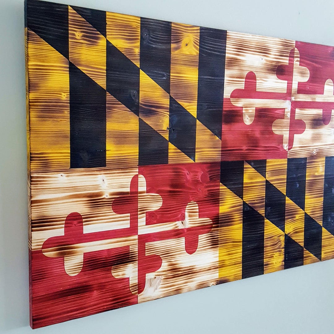 Handcrafted Charred Maryland Flag - Rustic Wall Art for True ...