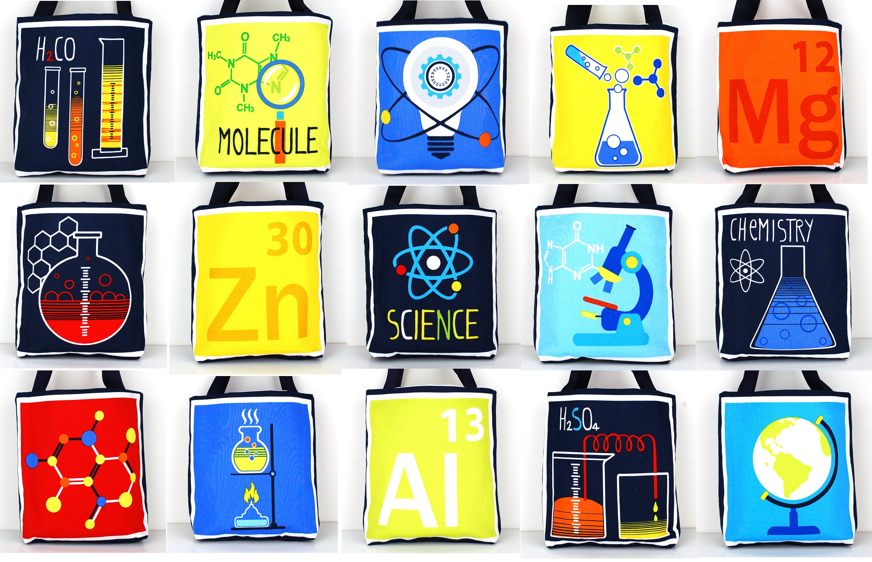 Set of 15 Science Fabric Gift Bags, Science Party Favor Bags, Chemistry ...