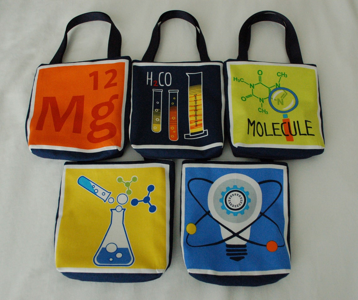 Set of 15 Science Fabric Gift Bags, Science Party Favor Bags, Chemistry ...