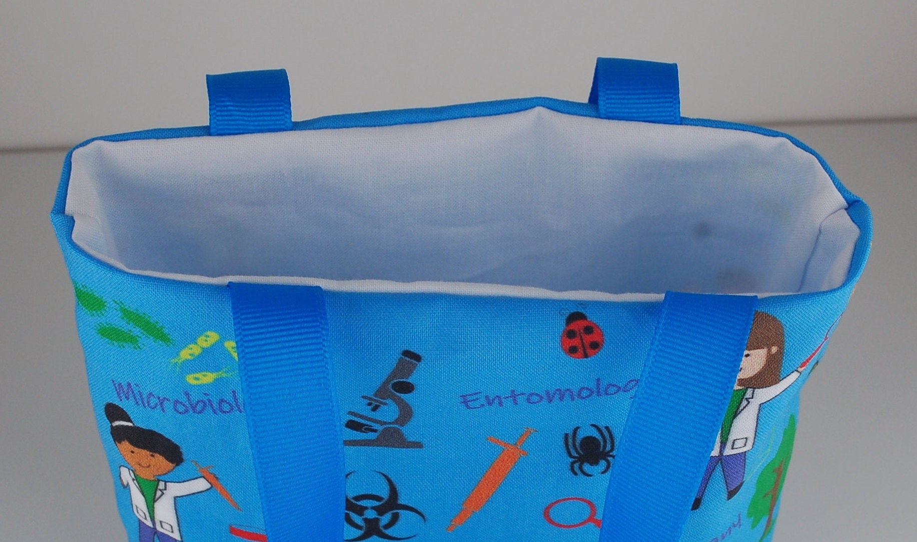 Science Fabric Gift Bag, Biology, Girl Scientists, Custom Fabric Design ...