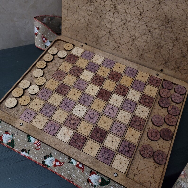 Checkers, Checkers Set, Checkers Board W Magnetic Lid, Personalized ...
