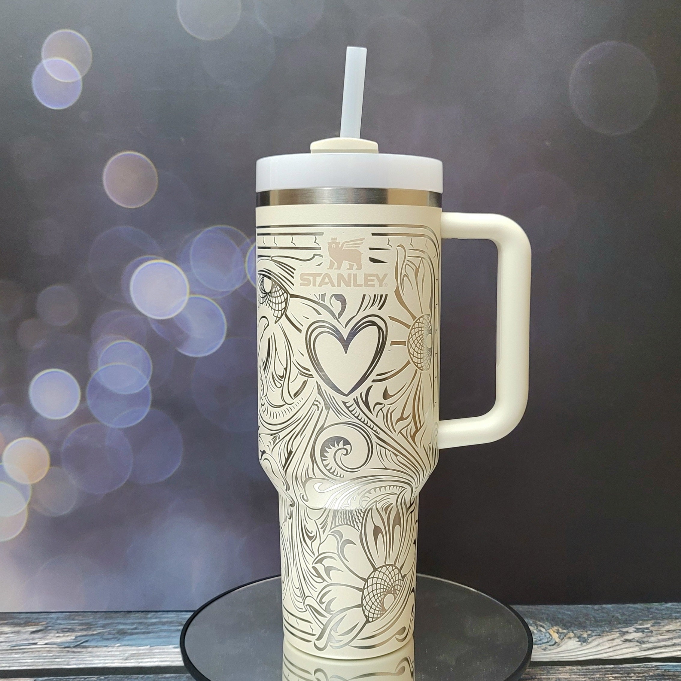 Geometric Engraved Stanley, Tooled Leather Sunflower, Sunflower Scroll ...