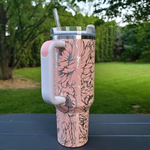 Peony Stanley, FREE KEYCHAIN, Engraved 40 Oz Tumbler, Engraved Stanley ...
