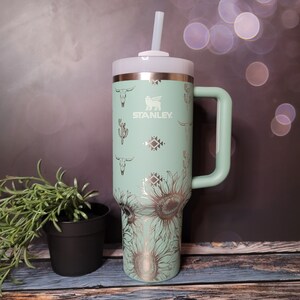 Sunflower Aztec Stanley, FREE KEYCHAIN, Engraved 40 Oz Tumbler ...