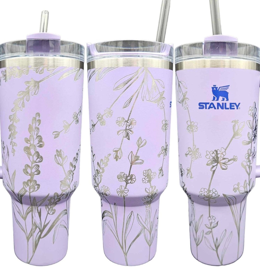 Lavender Flower Engraved 40oz Stanley Tumbler Unique Floral Design ...