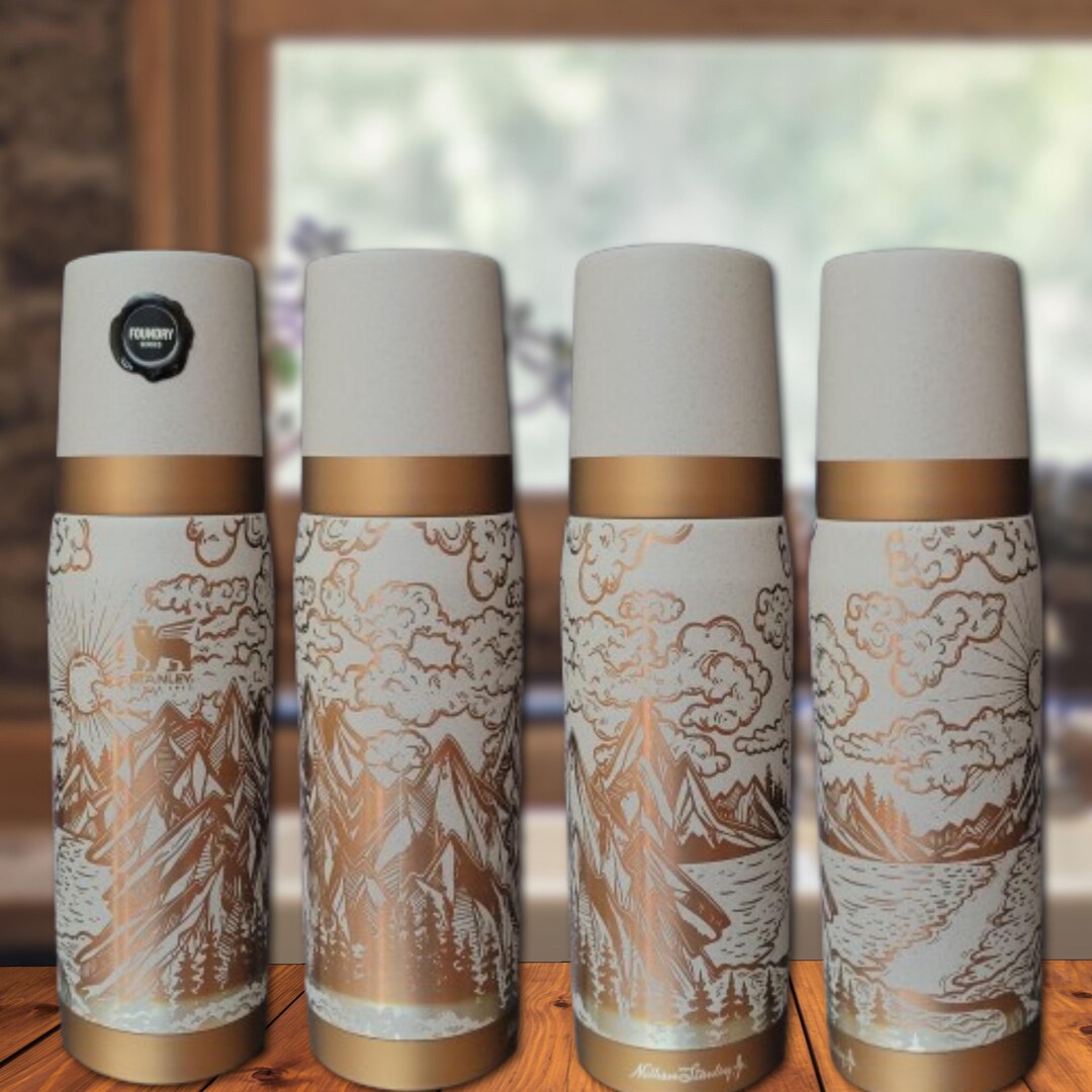 Exclusive 25oz Stanley Ash Bronze Thermos With Mountain Engraving - Etsy