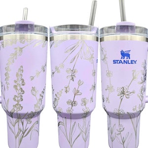 Lavender Flower Engraved 40oz Stanley Tumbler Unique Floral - Etsy