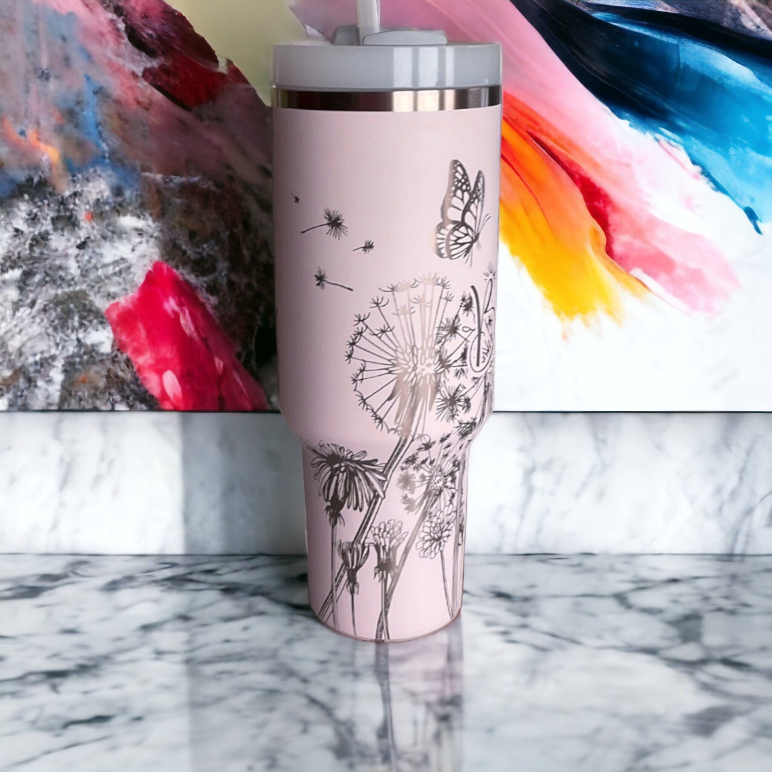 Dandelion Stanley, Butterfly Stanley, Engraved 40 Oz Tumbler, Quencher ...