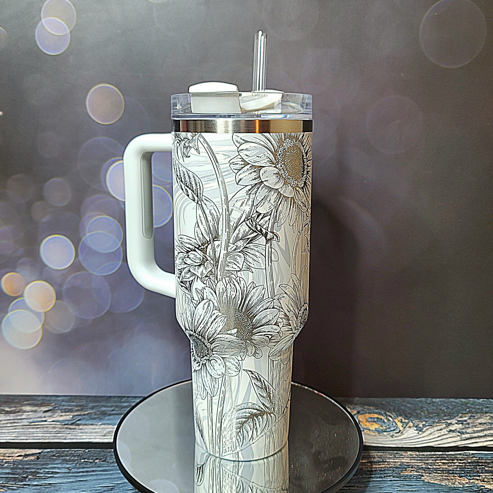 Butterfly Sunflower Stanley, Wildflower Engraved Tumbler, Personalized ...