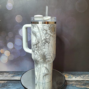 Butterfly Sunflower Stanley, Wildflower Engraved Tumbler, Personalized ...