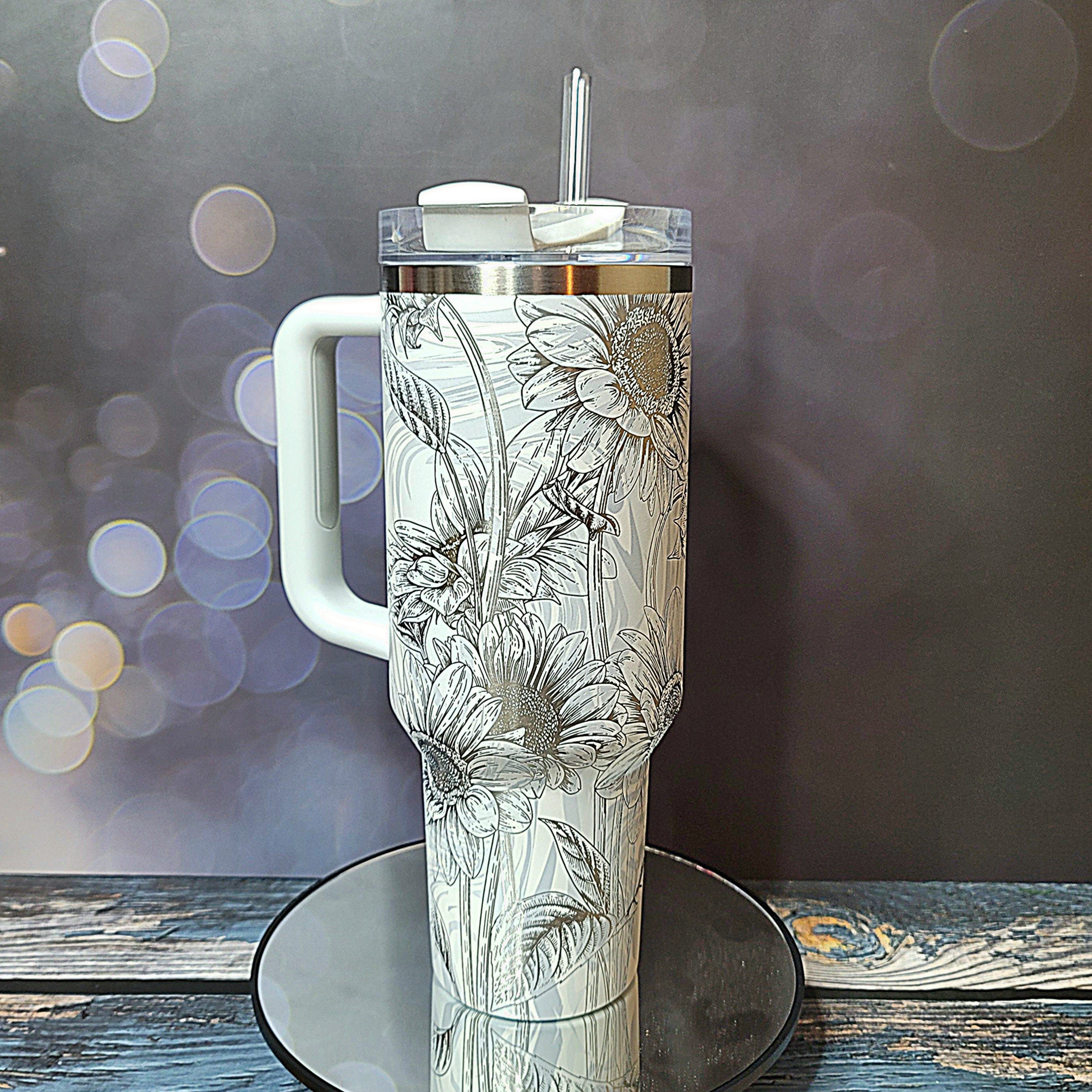 Butterfly Sunflower Stanley, Wildflower Engraved Tumbler, Personalized ...