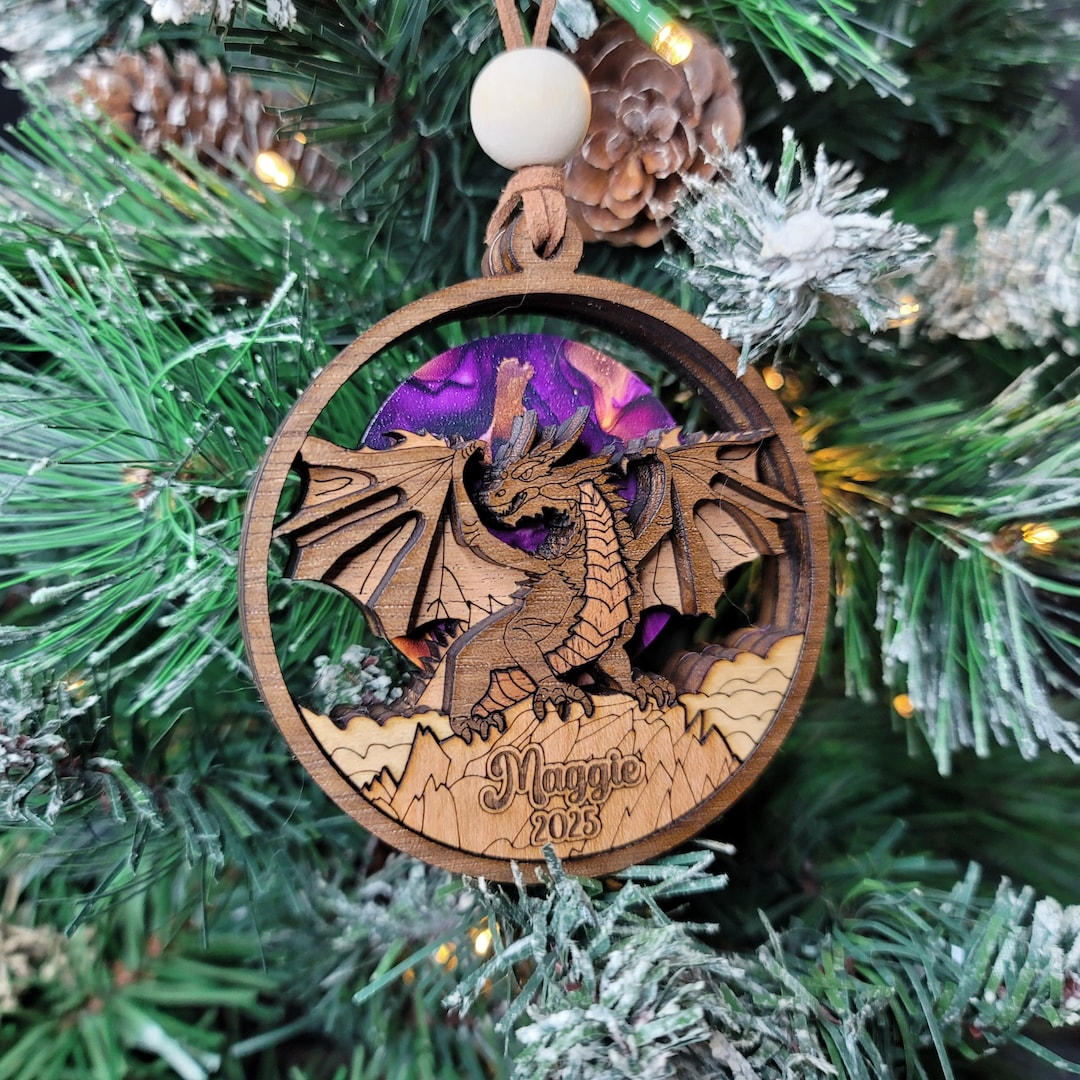 Year of the Dragon Ornament, Unique Marquetry Ornament, Made in the USA ...