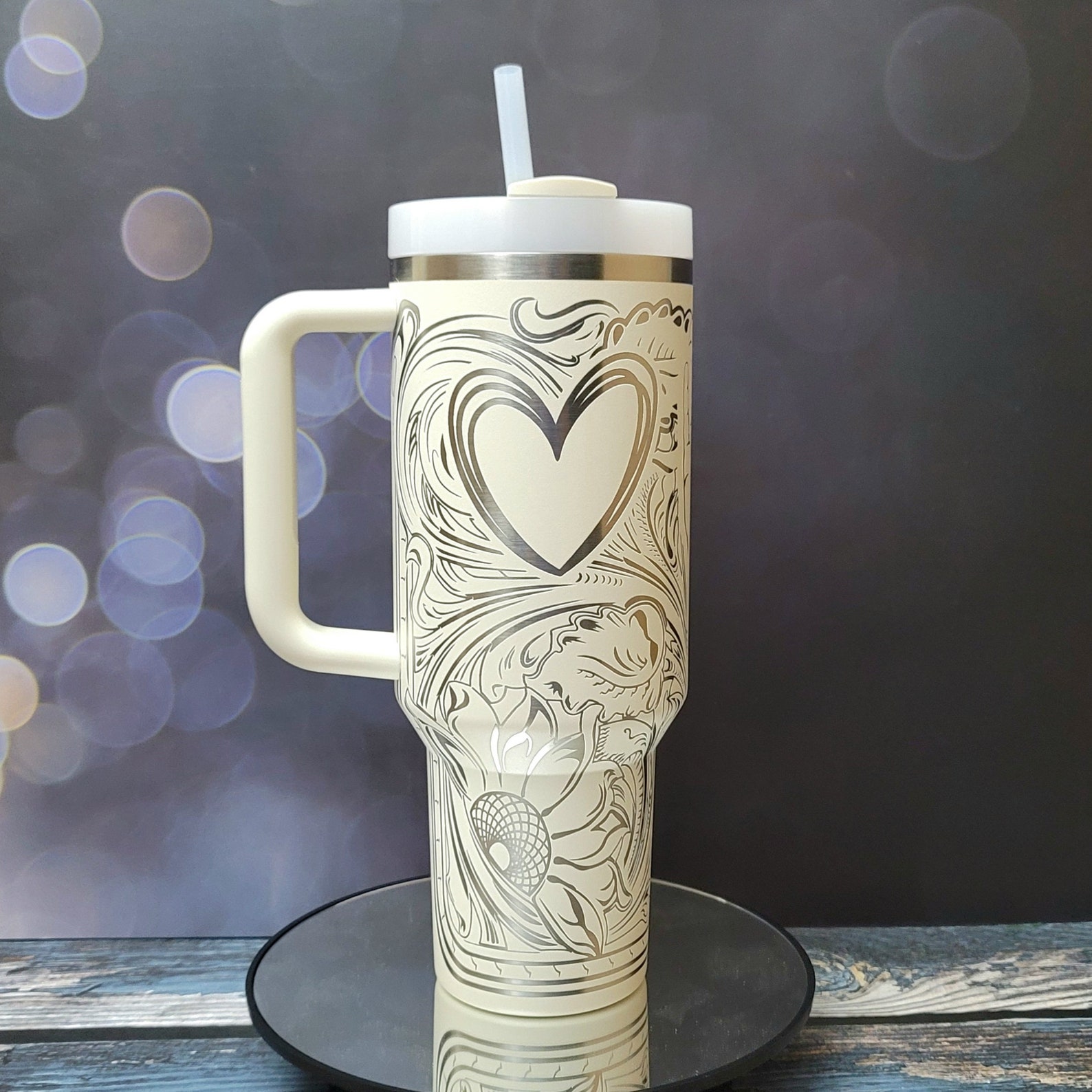 Geometric Engraved Stanley, Tooled Leather Sunflower, Sunflower Scroll ...