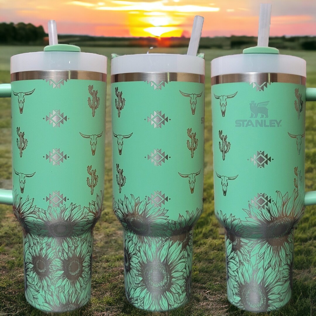 Sunflower Aztec Stanley, FREE KEYCHAIN, Engraved 40 Oz Tumbler ...