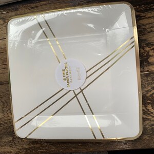 Gold and Pearl Square Paper Plates- Desert Plates (7.5 Inch)- Dinner ...