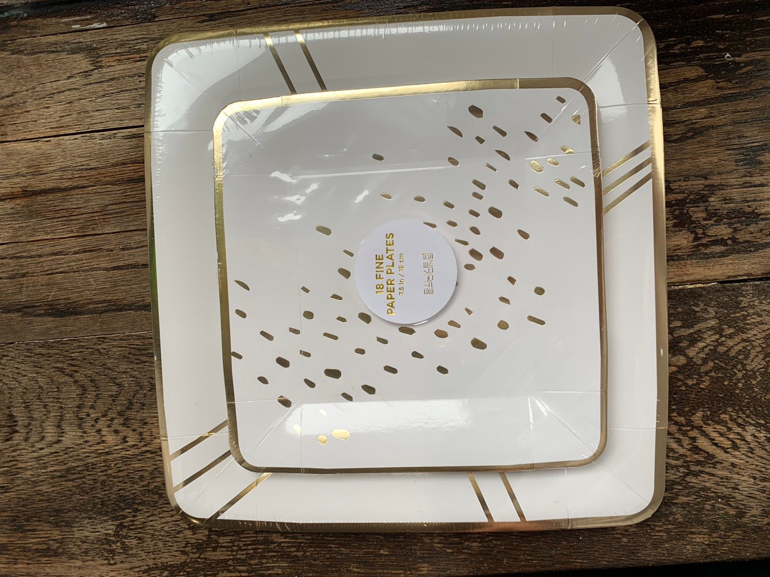 Gold and Pearl Square Paper Plates Desert Plates 7.5 Inch Dinner Plates ...