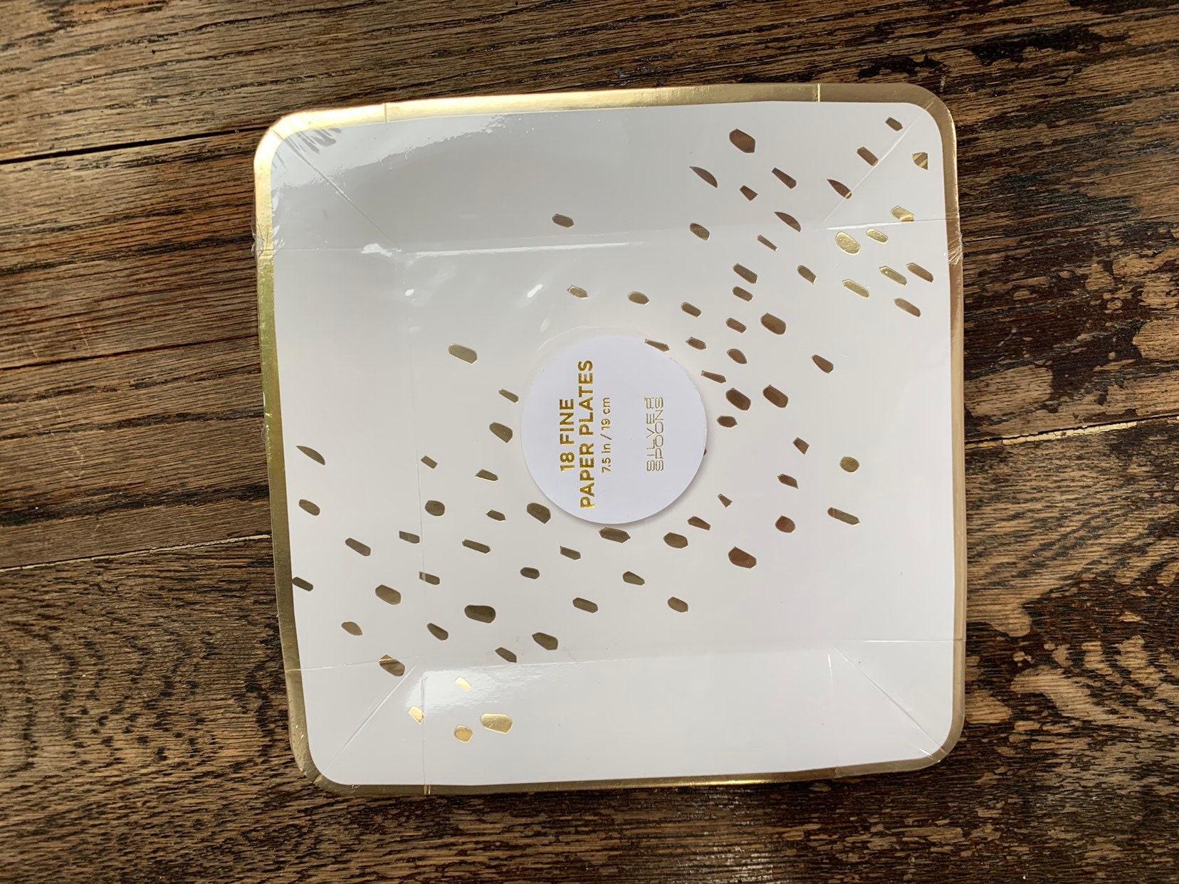 Gold and Pearl Square Paper Plates Desert Plates 7.5 Inch Dinner Plates ...