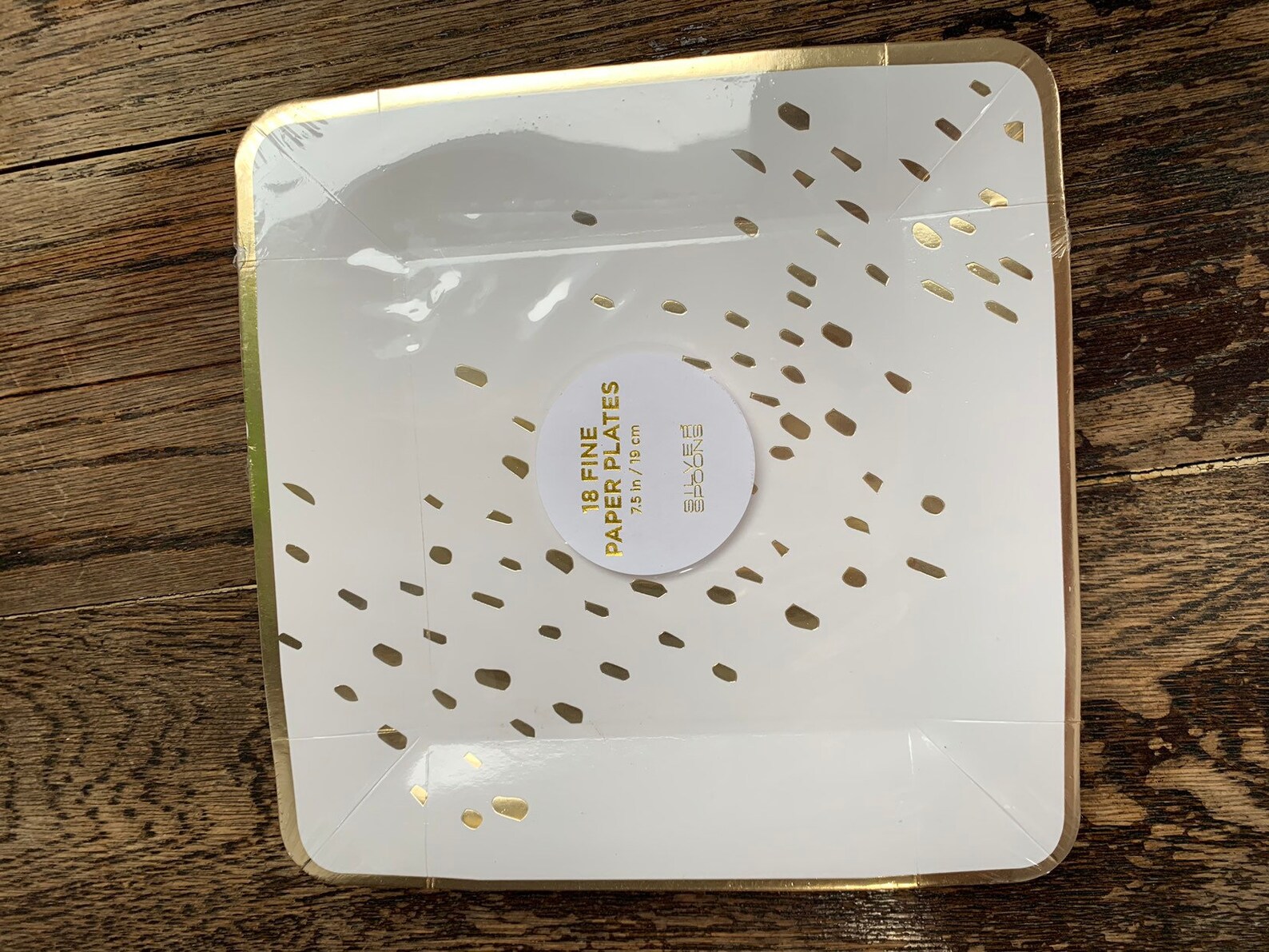 Gold and Pearl Square Paper Plates Desert Plates 7.5 Inch Dinner Plates ...