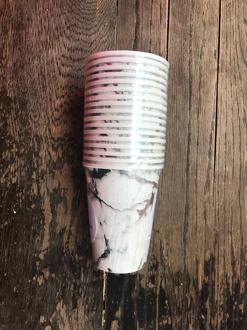 Calacata Silver Marble Silver Square paper Cups 9 Oz. | Etsy