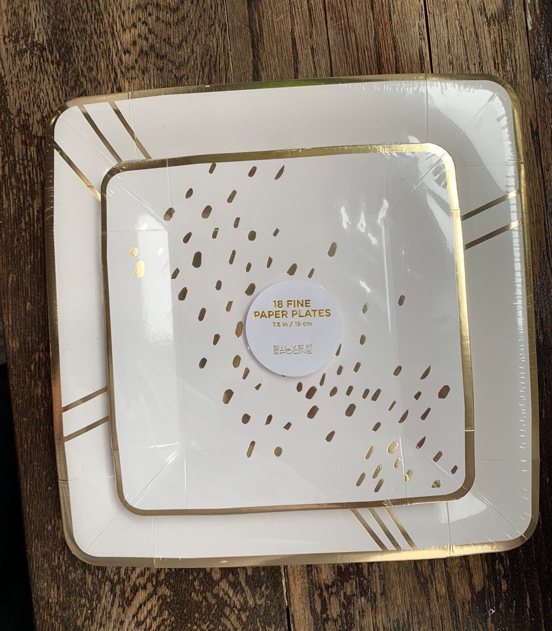 Gold and Pearl Square Paper Plates- Desert Plates (7.5 Inch)- Dinner ...