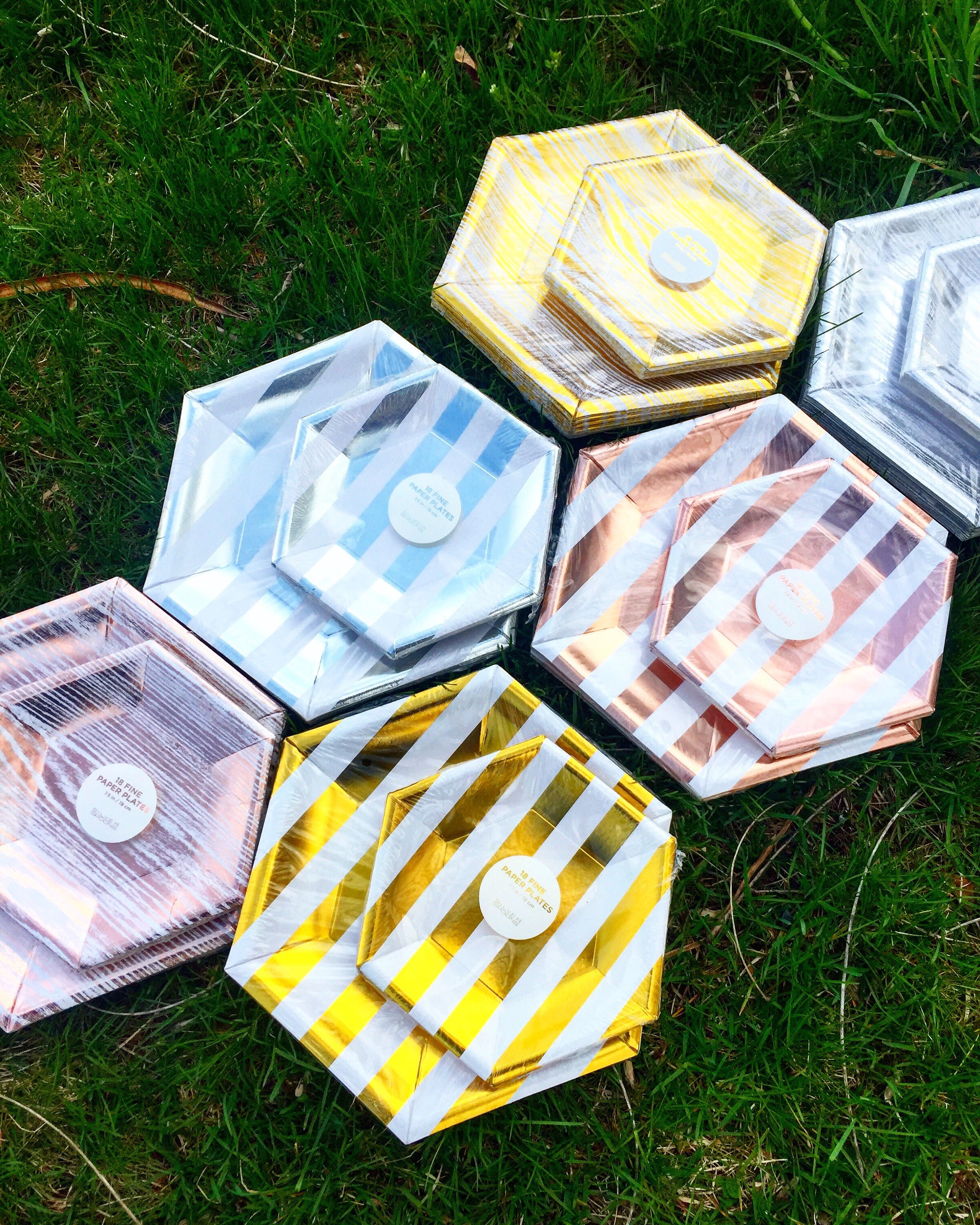 Wood,metallic Hexagonal Paper silver Gold Rose Gold Desert and Dinner ...