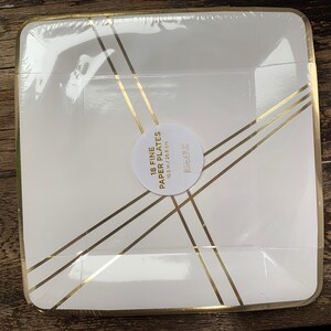 Gold and Pearl Square Paper Plates - 18 Pc Dinner, Dessert - Etsy